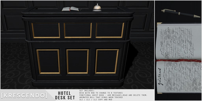 Second Life Marketplace - [Kres] Hotel Desk Set